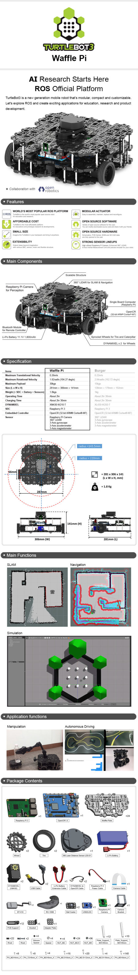 TurtleBot3 Waffle Pi TB3 | ROS-based Mobile Robot | Tribotix